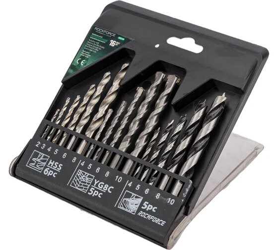 Набор сверел комбинированный 16 шт ROCKFORCE RF-DBS16M(29134)