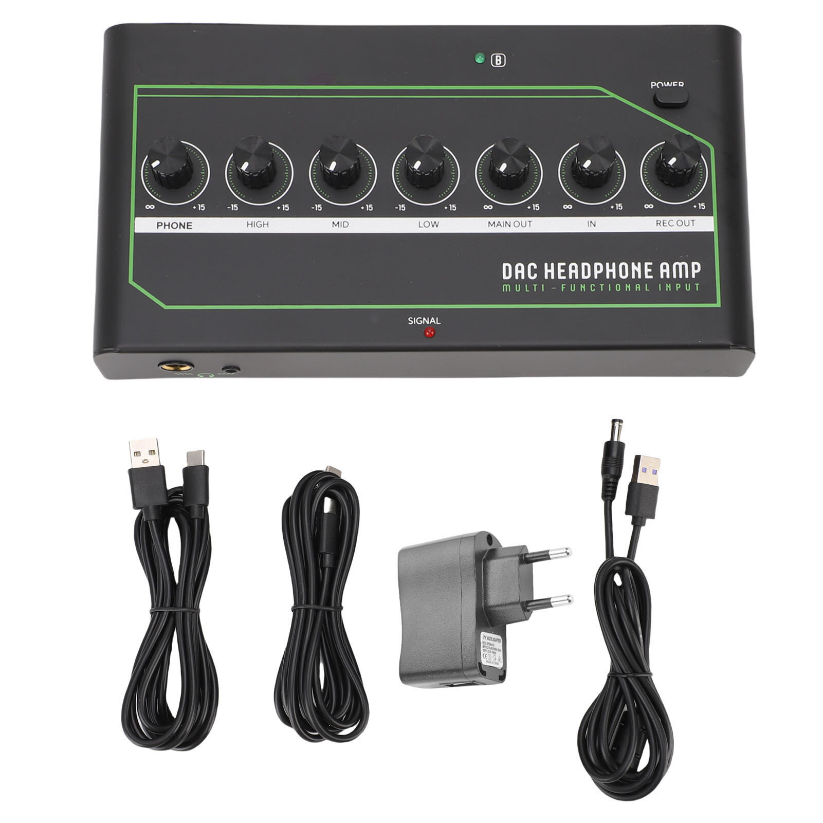 Усилитель для наушников, цифро-аналоговый преобразователь, 3 эквалайзера, Type-C, стерео, оптический, коаксиальный разъем 3,5 мм, Bluetooth, вход для левого и правого каналов, вилка европейского стандарта.