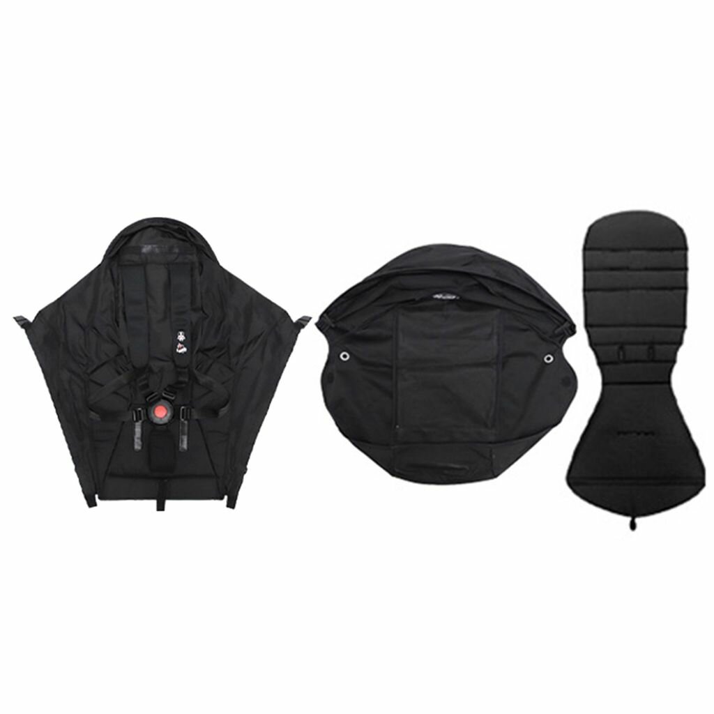 (1 комплект) Чехол для детской коляски, комплект из трех предметов - черный