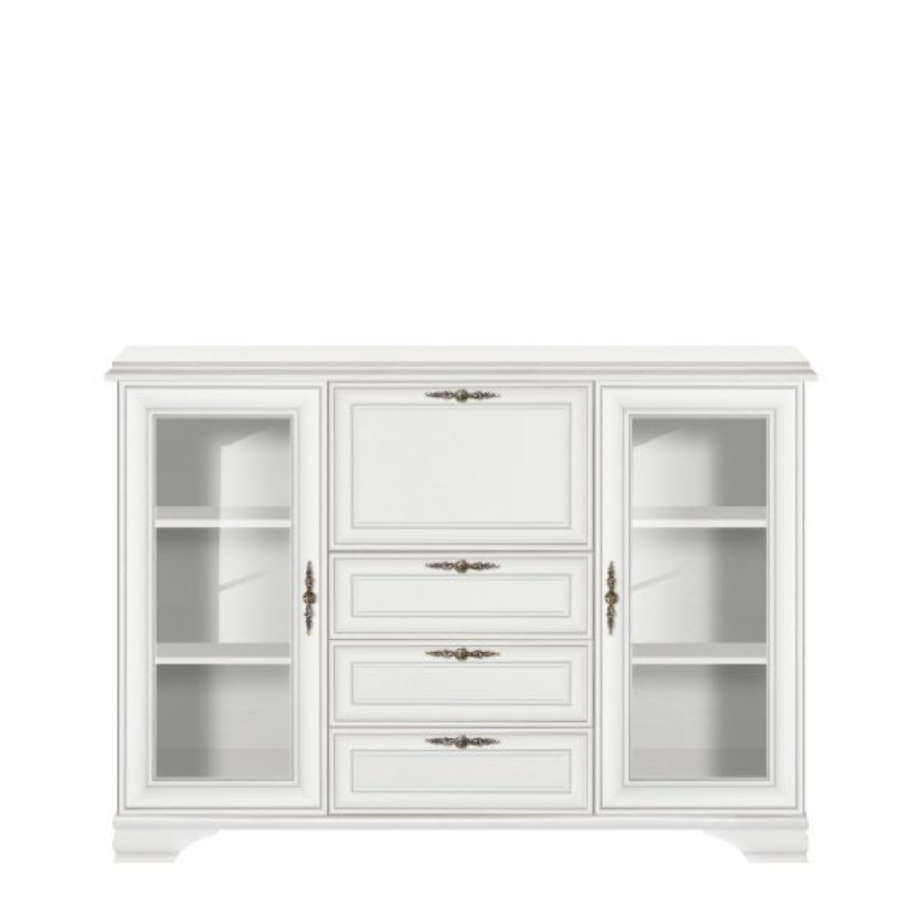 Комбинированная тумба-бар БРВ-Мебель Кентаки KOM2W3S1B белый ш. 155 см, в. 110 см, гл. 45 см