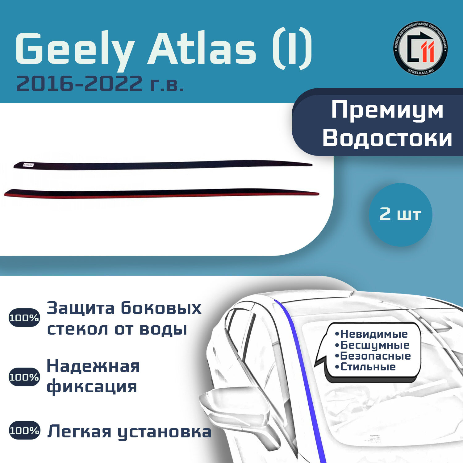 GEELY ATLAS 2016-2022 (I) / ATLAS PRO 2019- (I) / BELGEE X70 2024- (I) - Премиум водостоки лобового стекла