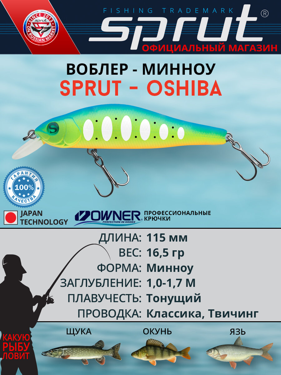 Воблер Sprut Oshiba Floating/80mm/8g/0,8-1,5m/LBTR1