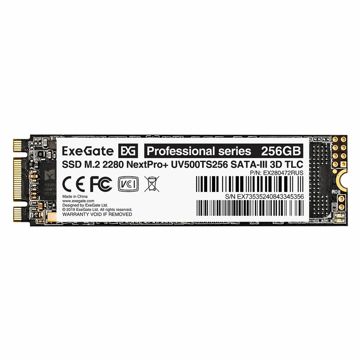 Накопитель SSD Exegate Exegate NextPro+ UV500TS256, 256 ГБ, M.2 2280 (EX280472RUS)