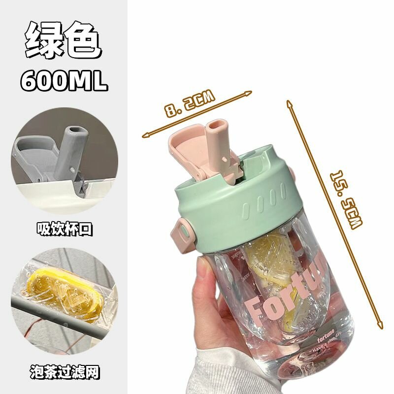 Летний новый стиль Ins, цветочный чайный стакан с трубочкой, портативный, большой емкости, для студенток, путешествий и дома