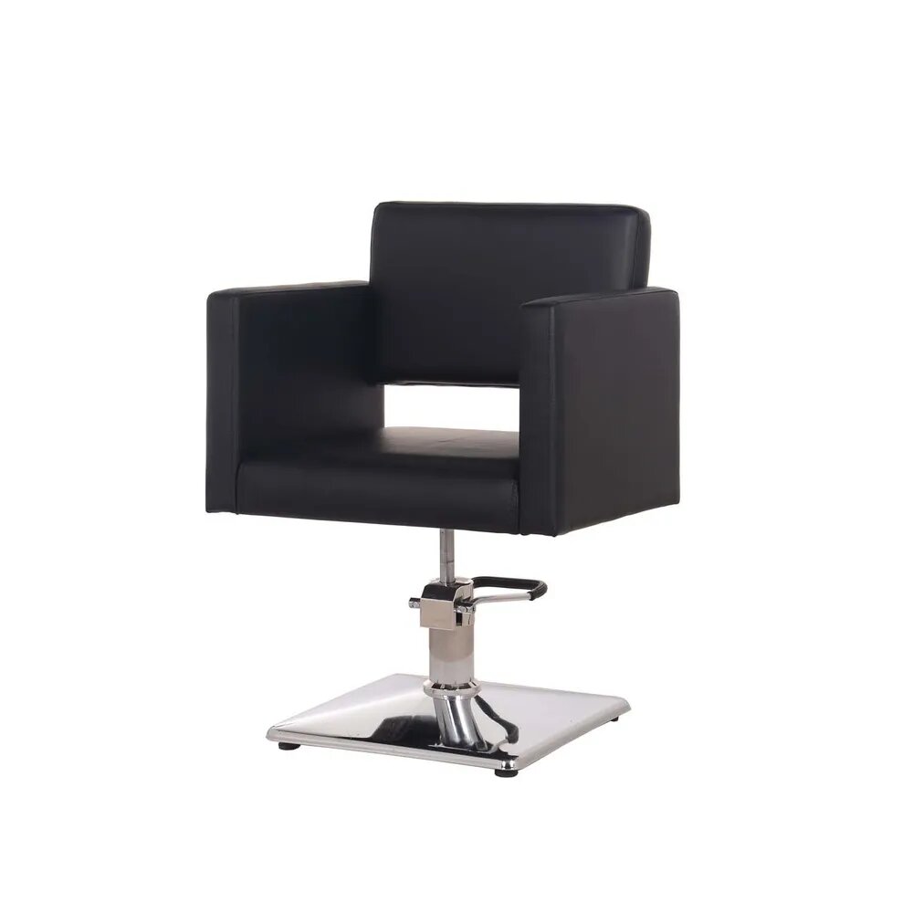 Парикмахерское кресло "Кубик II", цвет - черный, основание - квадрат