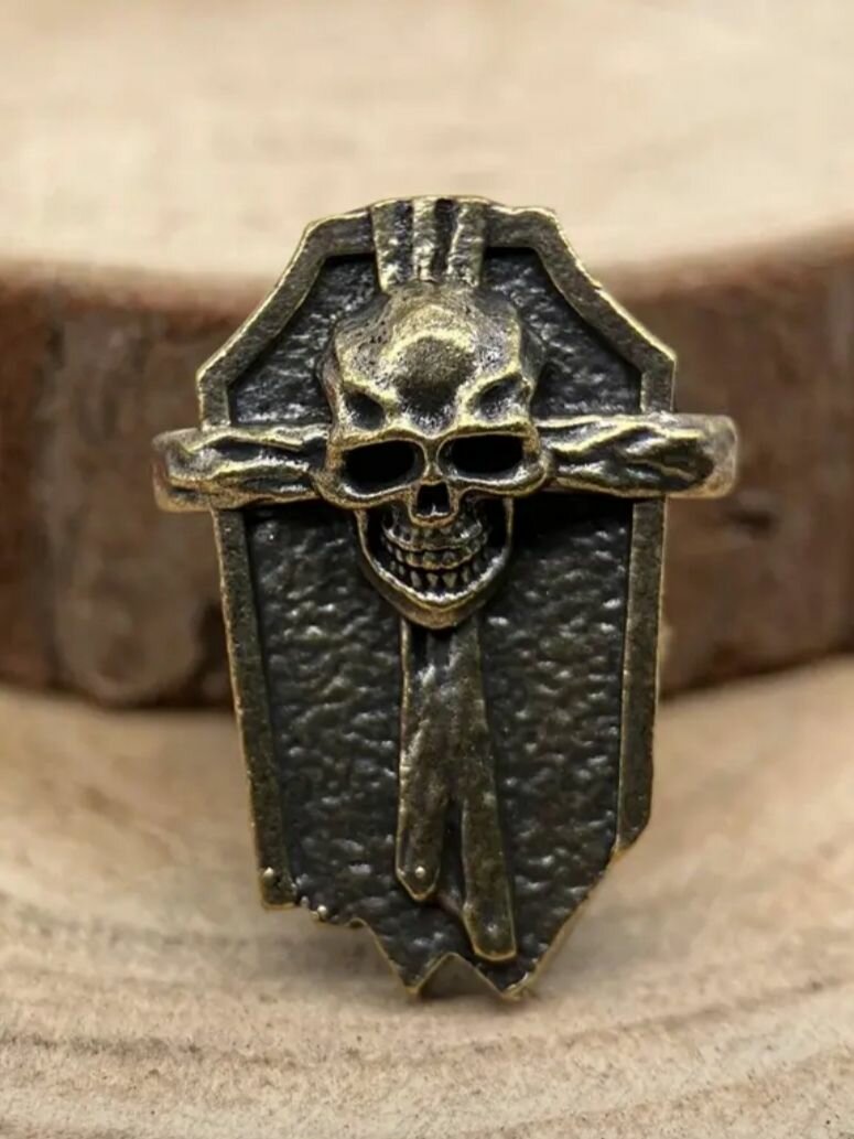 Бусина темлячная "Череп на щите". отверстие 6 мм. для ножа. темляк