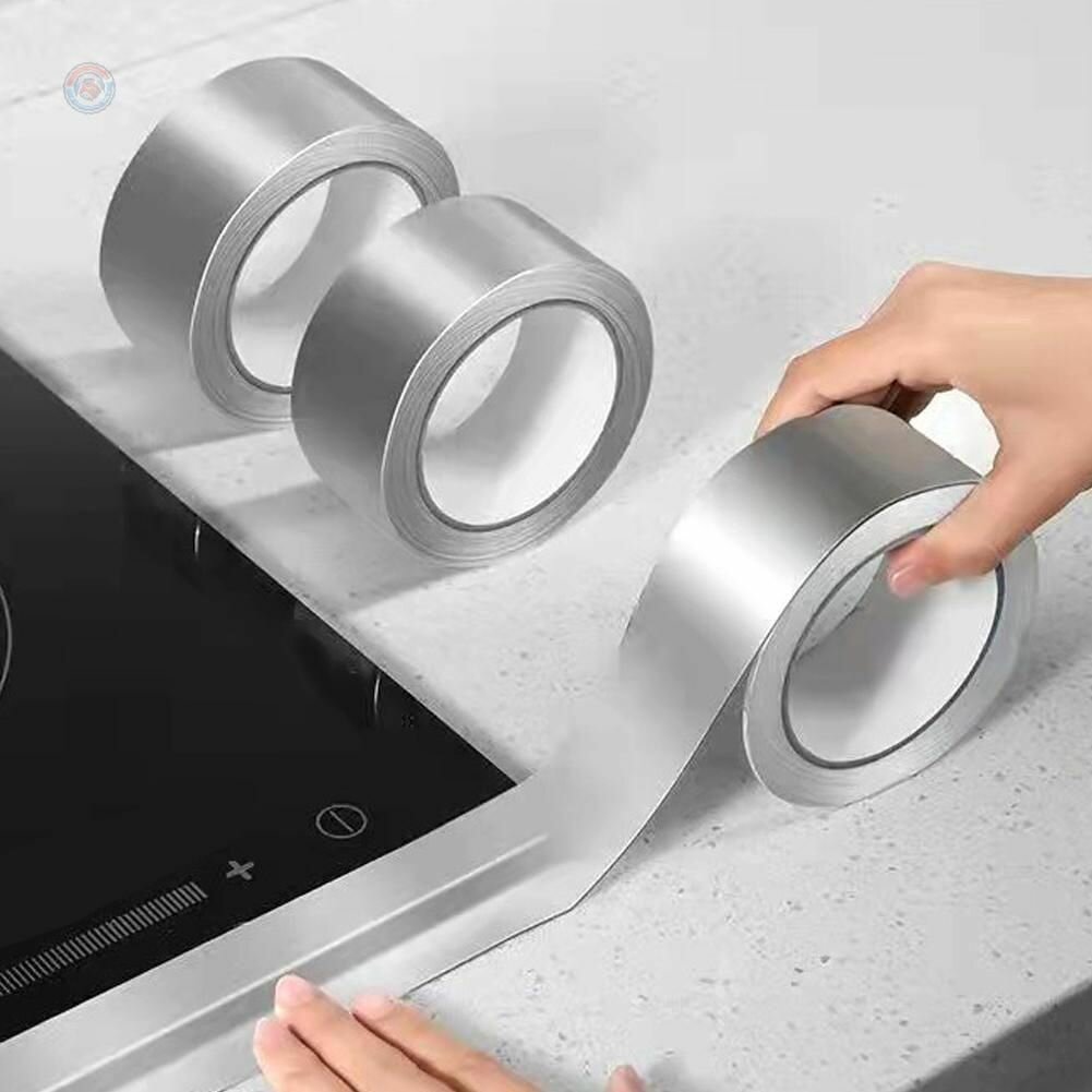 Алюминиевая фольгированная лента для герметизации швов, термостойкая клейкая лента 30 мм х 10 м, защита от протечек и брызг масла на кухне
