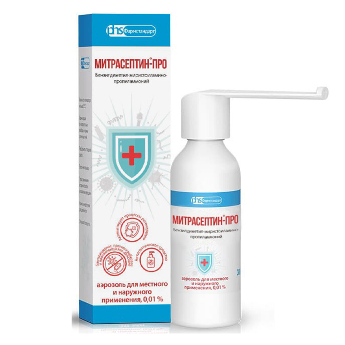 Митрасептин-Про, аэрозоль для местного и наружного применения 0,01 % (с распылителем), 30 мл