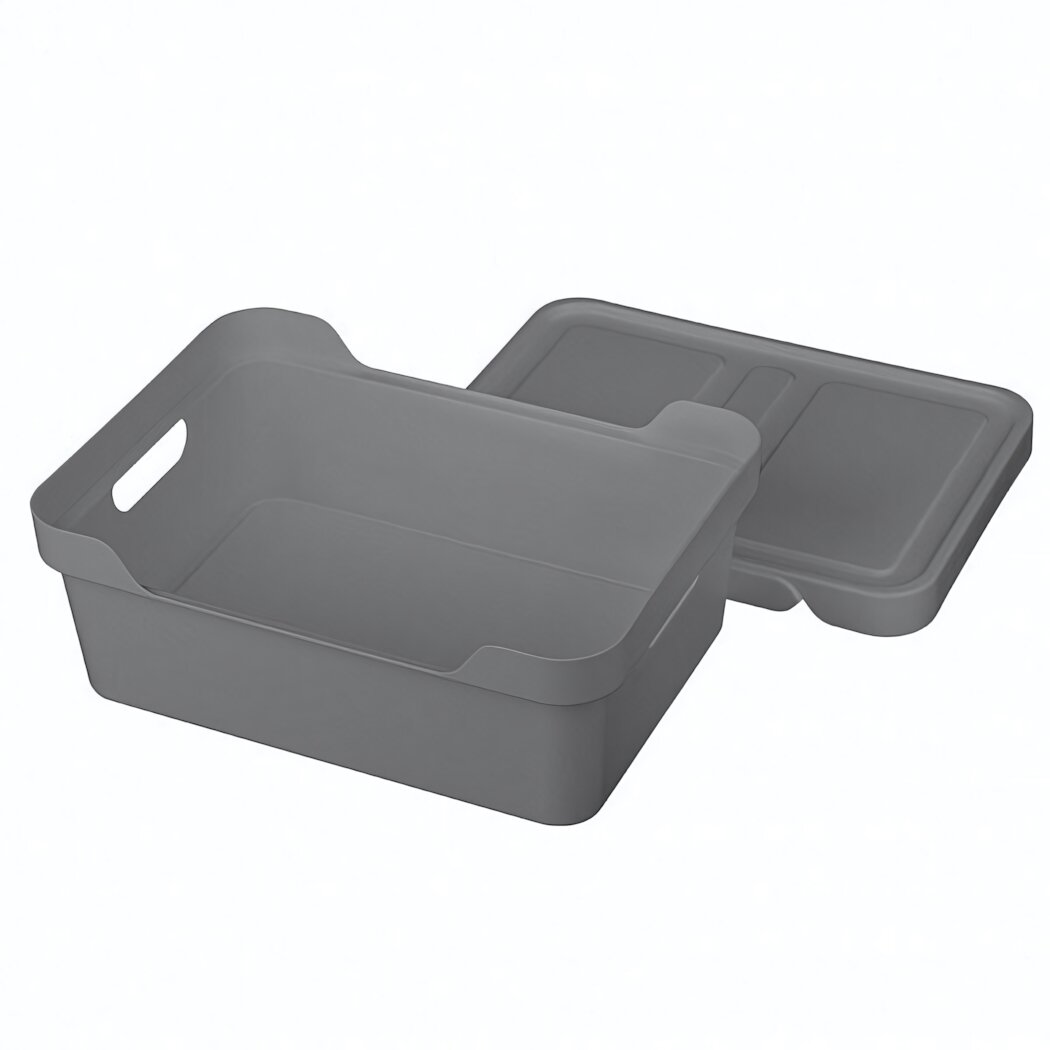 Ящик пластиковый 'luxe' 12л, серый, 380х276х140 мм, с крышкой-полочкой