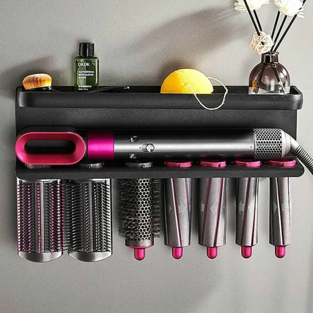 Подставка держатель для стайлера фена Dyson (Дайсон) настенная черная/ Полка для хранения фена