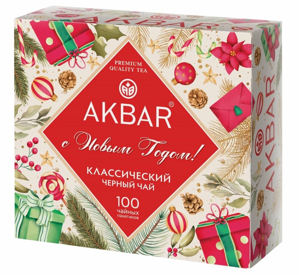 Akbar Чай черный "Pure black tea", пакетированный, 100 пакетиков