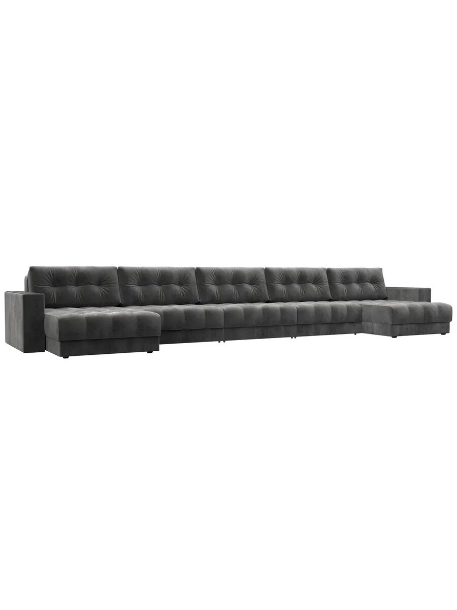 Большой П-образный диван Лазурит, велюр