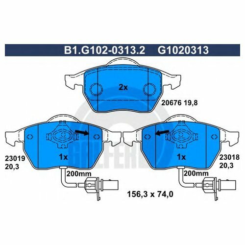 Комплект передних тормозных колодок Galfer B1G10203132