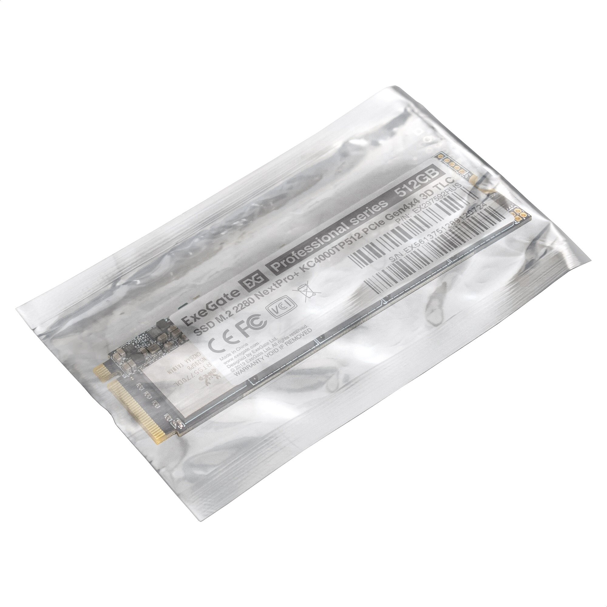 Накопитель SSD M.2 2280 512GB ExeGate NextPro+ KC4000TP512 (PCIe Gen4x4, NVMe, 22x80mm, 3D TLC)