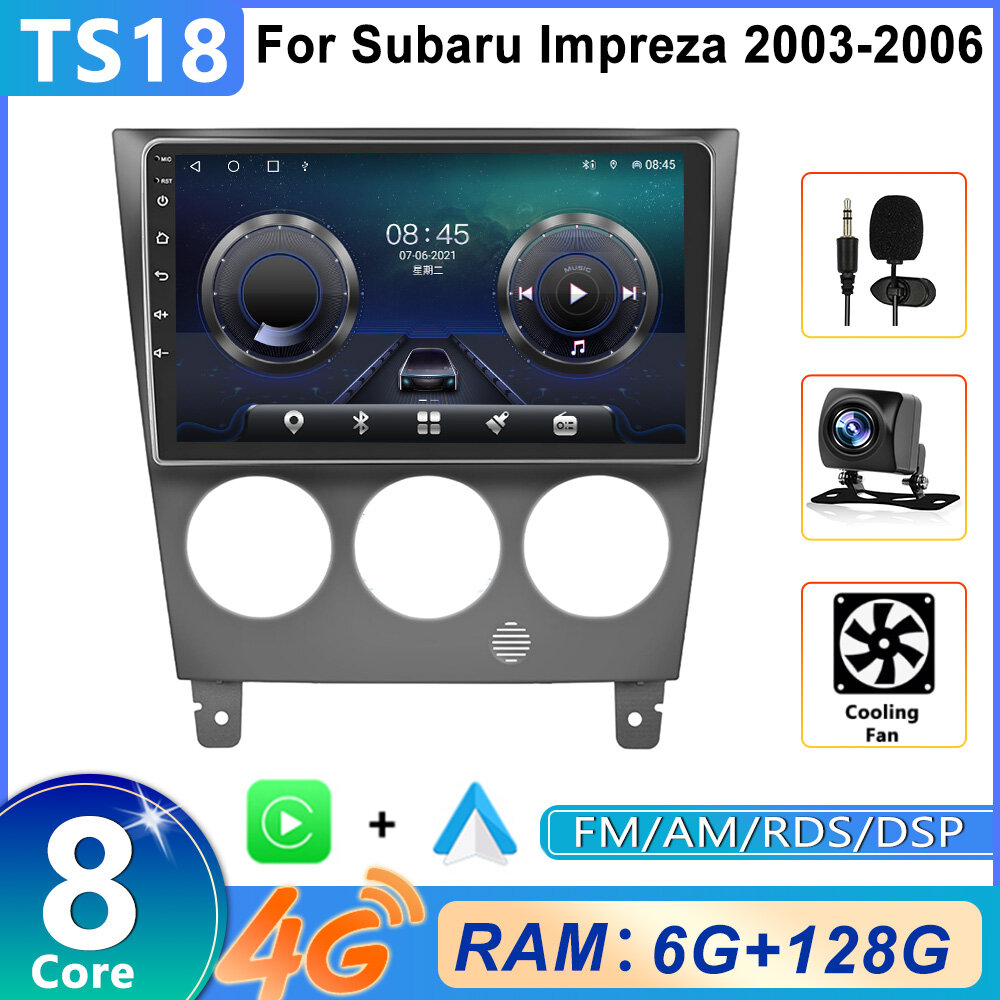 Магнитола Subaru Impreza 2 рест2 - (2002-2007) ,6/128ГБ, QLED экран 1280*720, Субару Импреза / Мультимедиа + переходная рамка