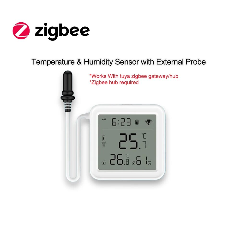 Датчик температуры и влажности Zigbee с внешней трубкой