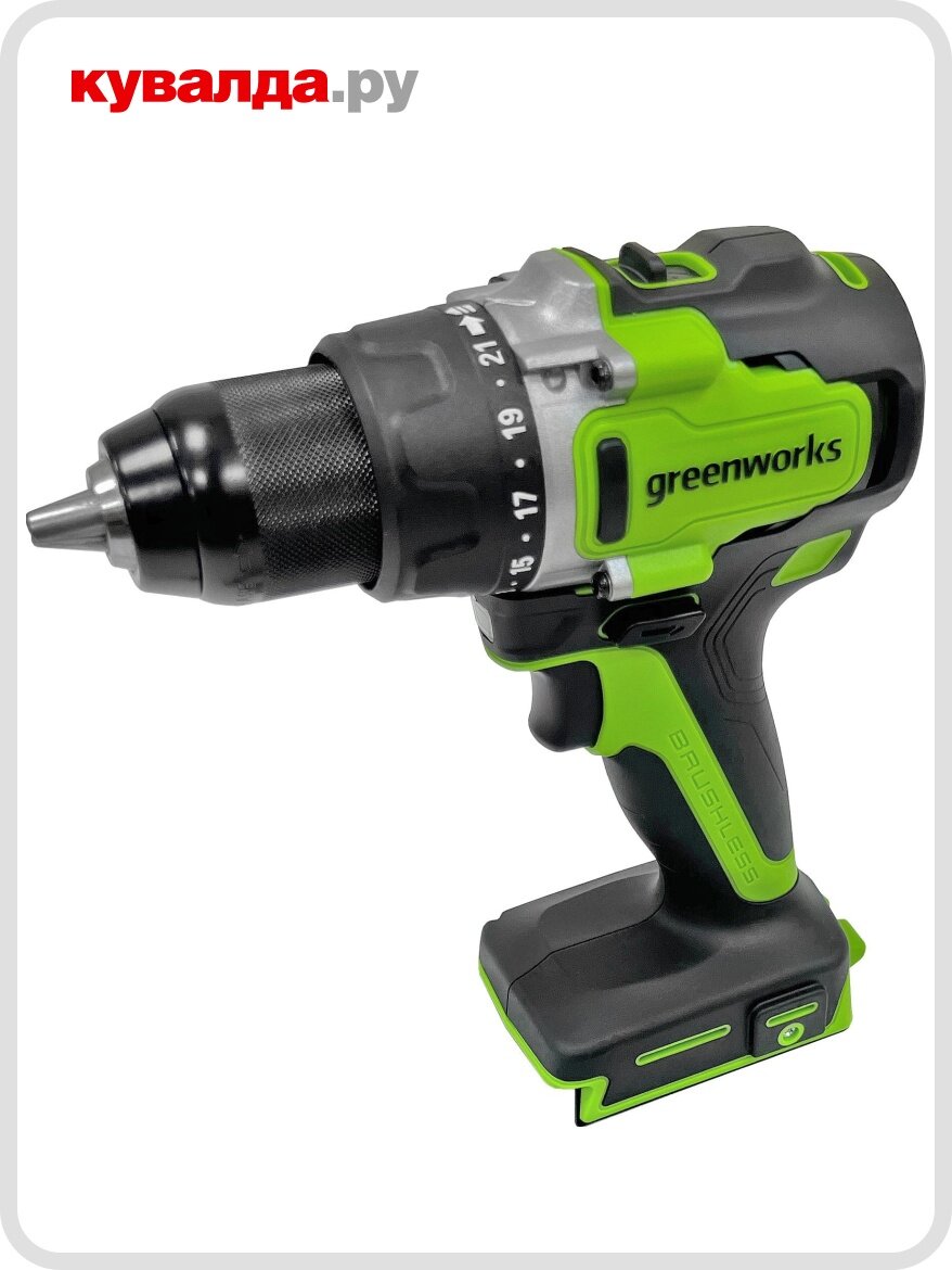 Дрель-шуруповерт аккумуляторная GREENWORKS GD24DD90, бесщеточная без АКБ и ЗУ