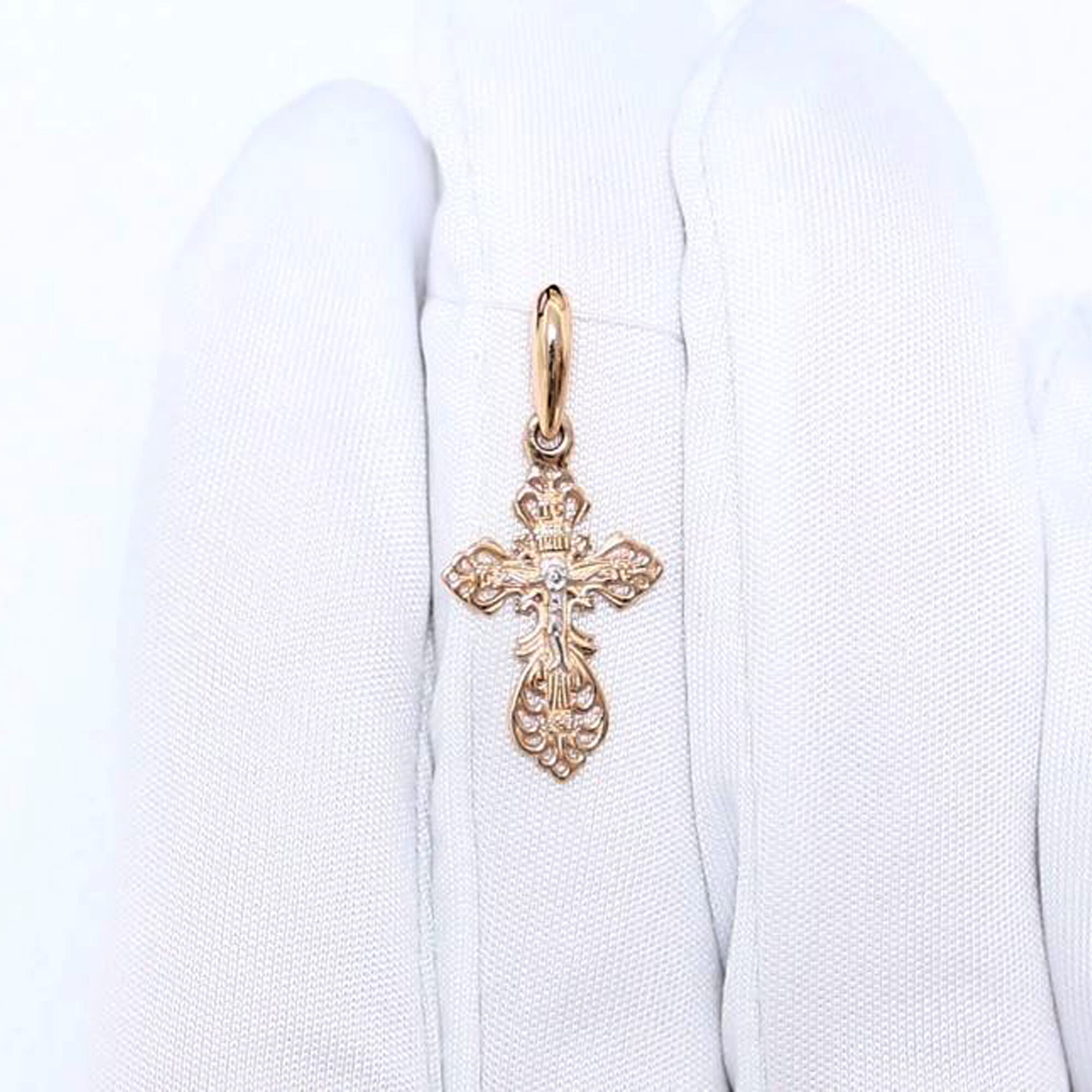 Крестик, красное золото, 585 проба