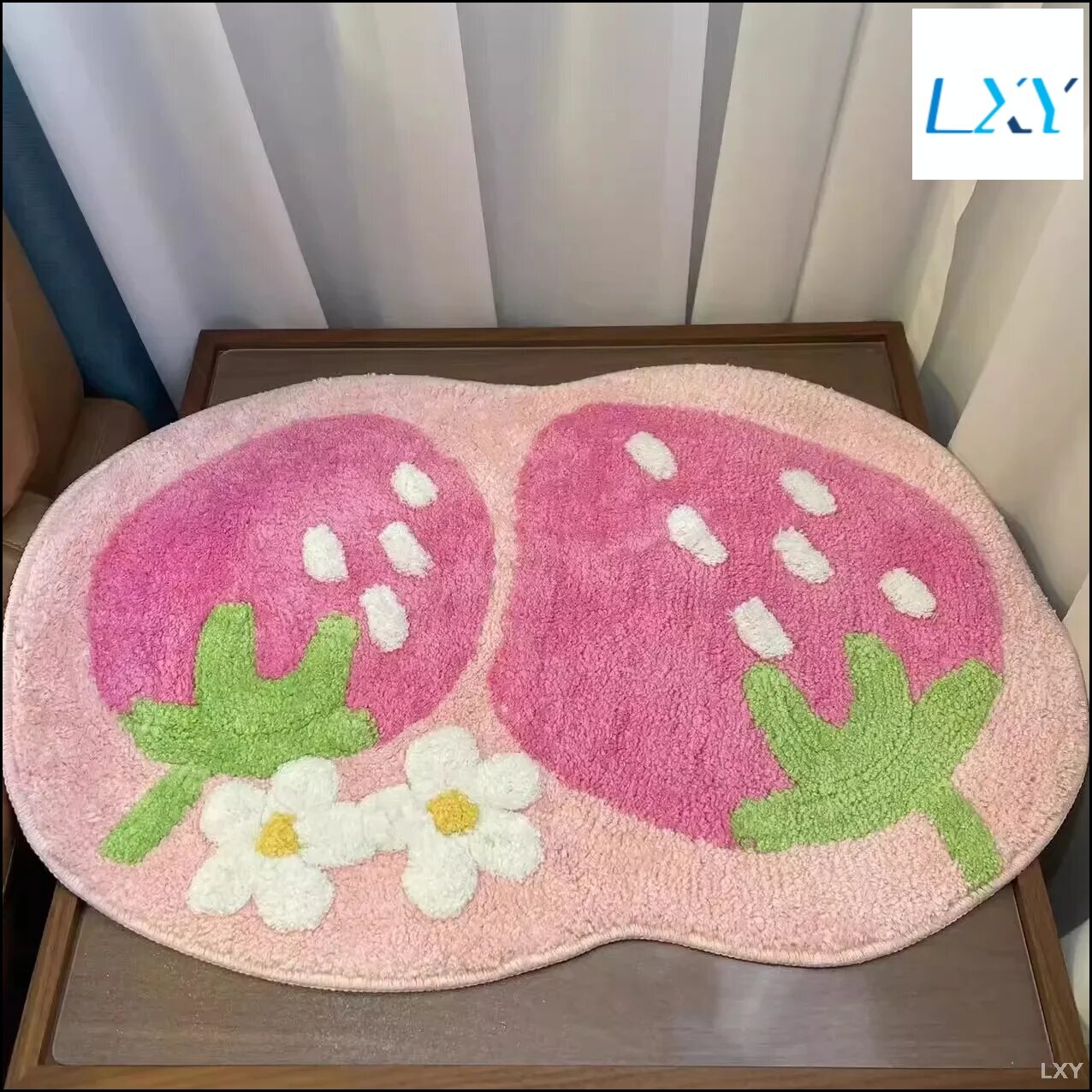 Коврик "Клубника", для спальни и ванной, 50х75 см, антискользящий, розовый