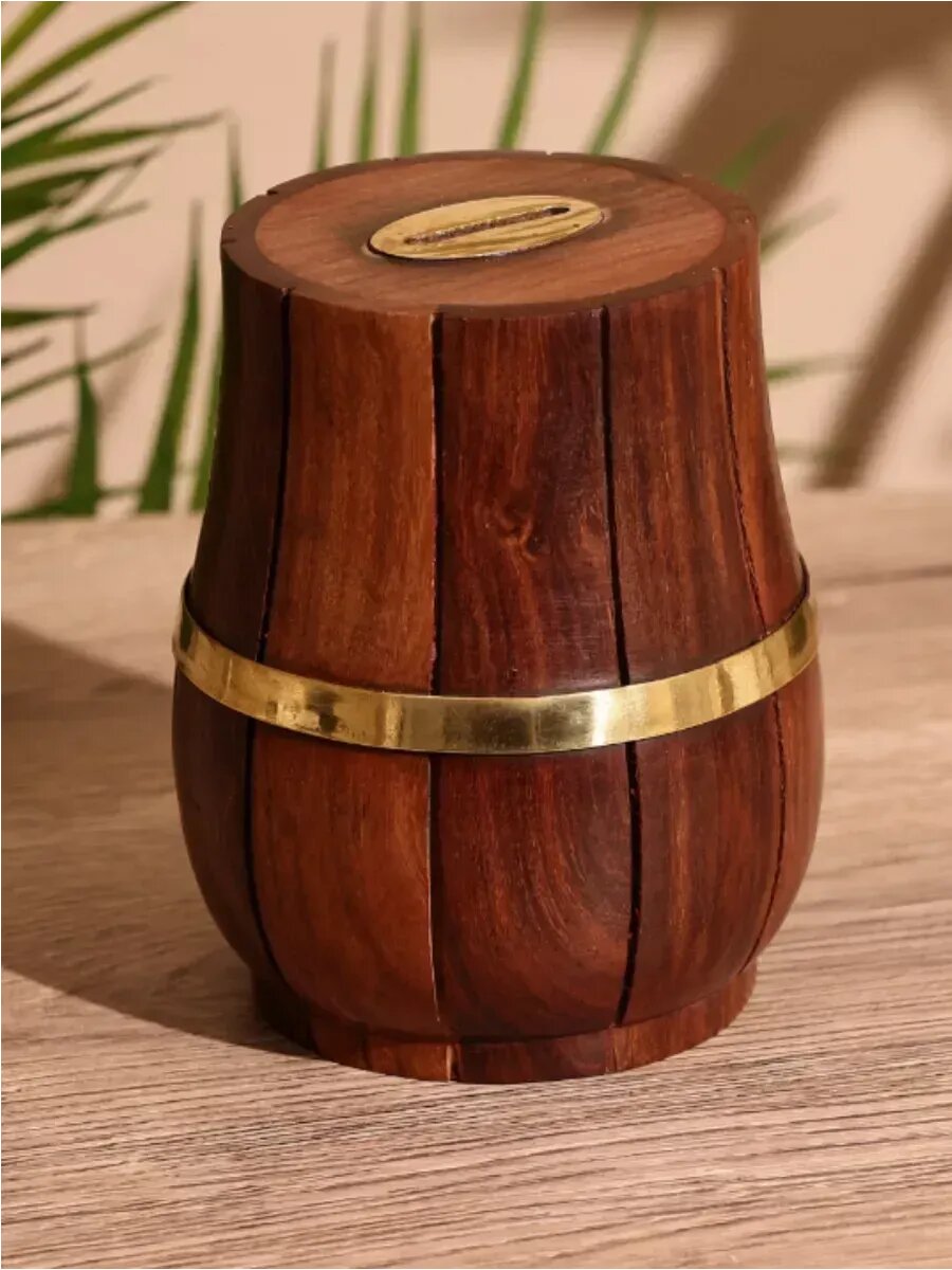 Копилка "Бочка" 10х10х12 см, манговое дерево