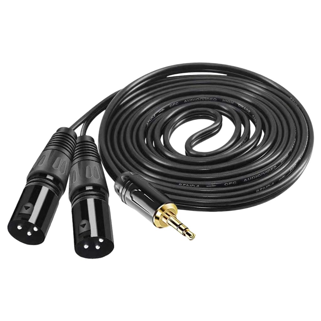 1 3,5-витковый аудиокабель blackhead dual XLR male dual XLR female черного цвета-2 м-двойной штекер