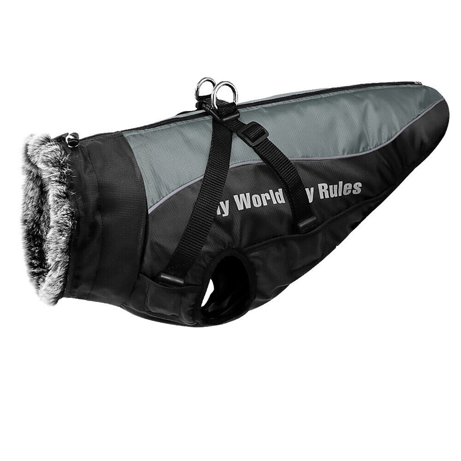 Dog Winter Coats Waterproof Reflective Dog Coat для холодной погоды Zip Up Dog Jacket для средних, крупных и очень крупных собак 3XL Обхват груди 64см Длина спины 52см Обхват шеи 52см meteorite grey XL 2XL 3XL 4XL 5XL 6XL полиэстер с водонепроницаемым