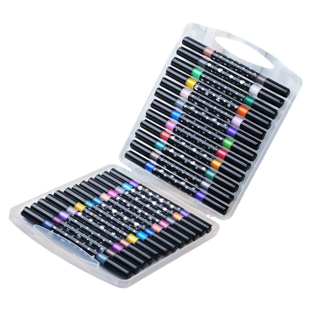 Флуоресцентные сцинтиллирующие двойные частичные маркеры с гибким наконечником, расположенные под восемью углами, для школьных заданий по искусству для детей.