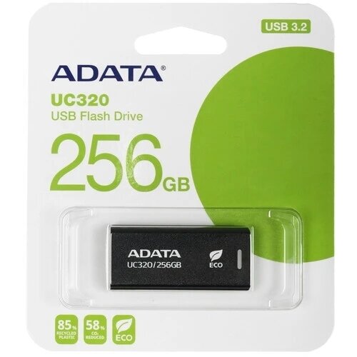 Флешка USB ADATA UC320 (UC320-256G-RBK/BK), 256 Gb, USB 3.2, R/W 100/30, черный