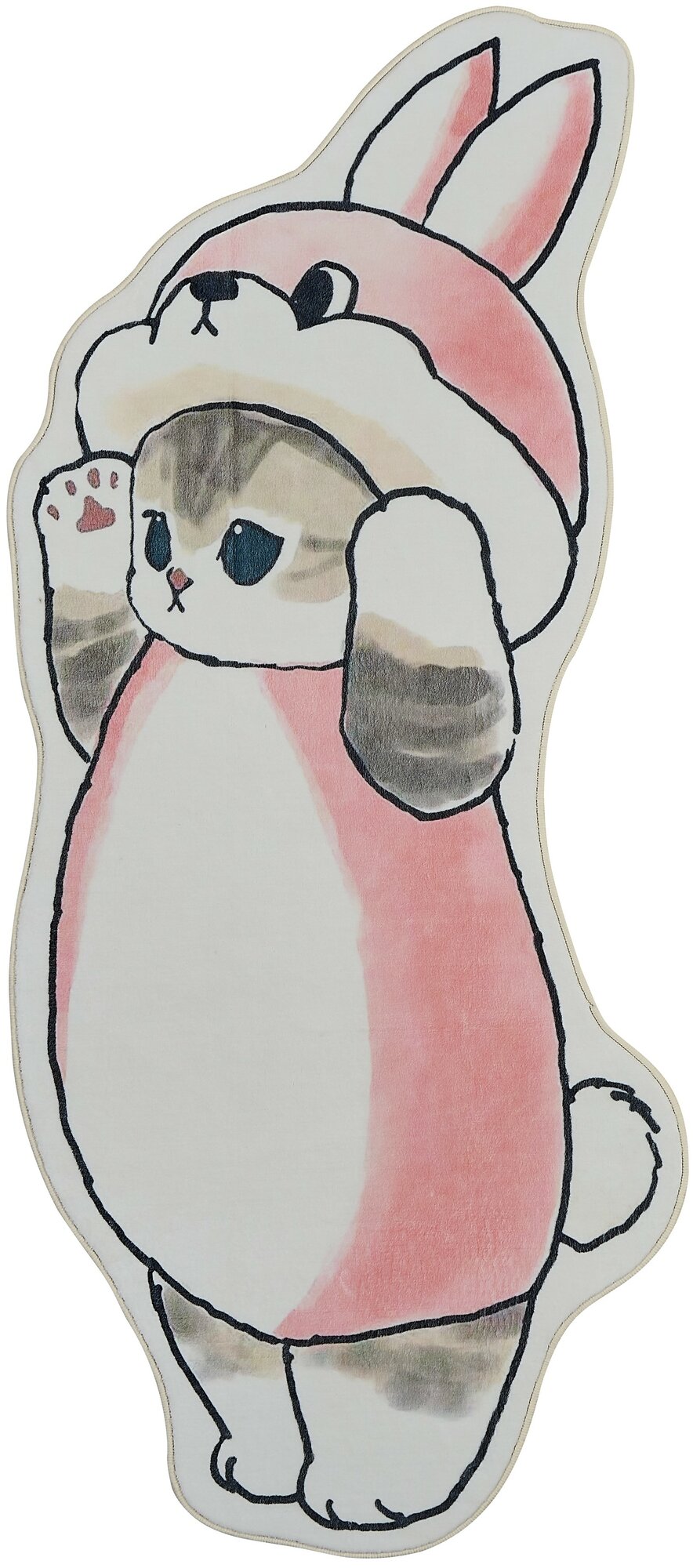 Коврик детский Kindora AC-40 "Котик в шапке", прикроватный, искусственный мех, 60 см x 140 см