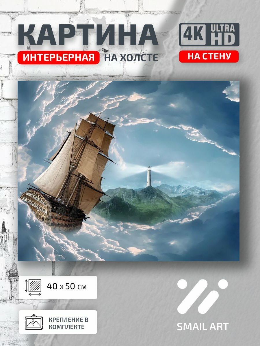 Картина на холсте интерьерная 40 на 50 на стену Маяк Mood для офиса атмосфера интерьер