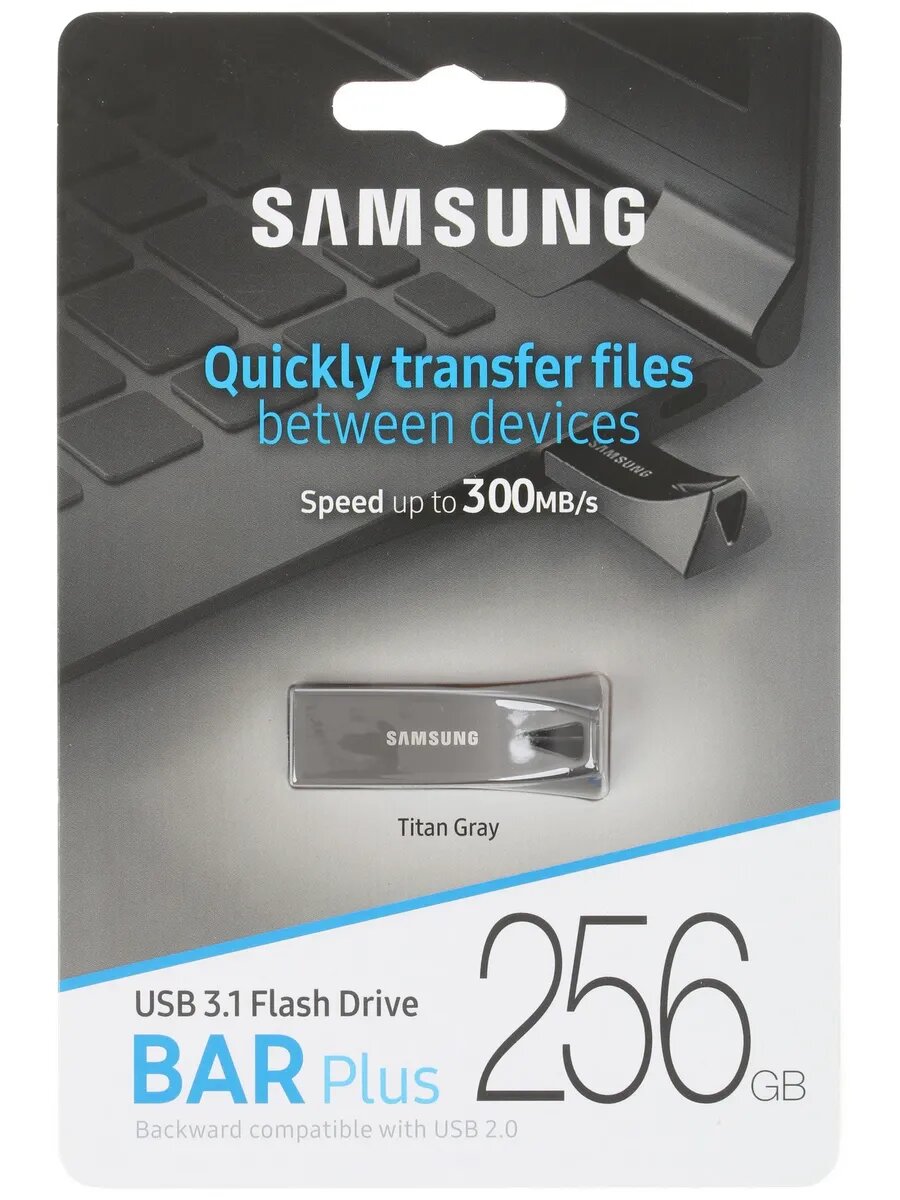 Флэш накопитель 256GB BAR Plus Grey USB 3.1 [MUF-256BE4/APC]