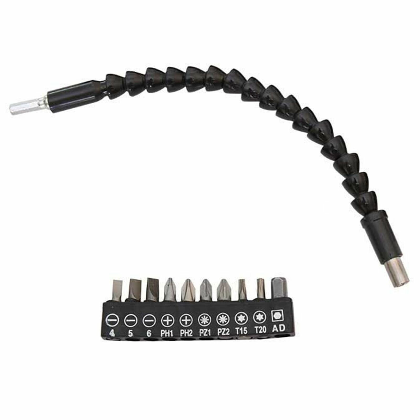 Металлический гибкий вал с шестигранным хвостовиком, отвертка, электрическая дрель, удлинитель, набор стержней, 10 шт.