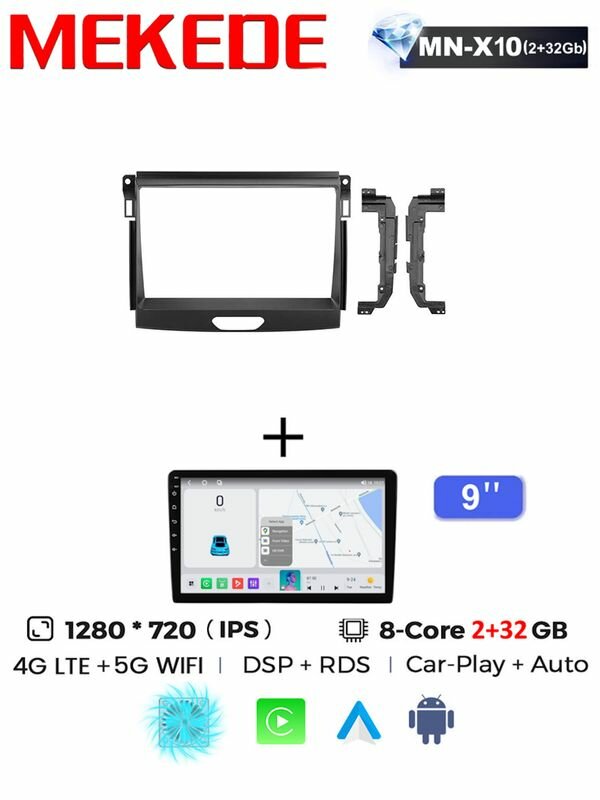 Магнитола 9" Mekede MN X10 Pro 2/32 Gb Ford Ranger P703 2015-2022 (B) carplay