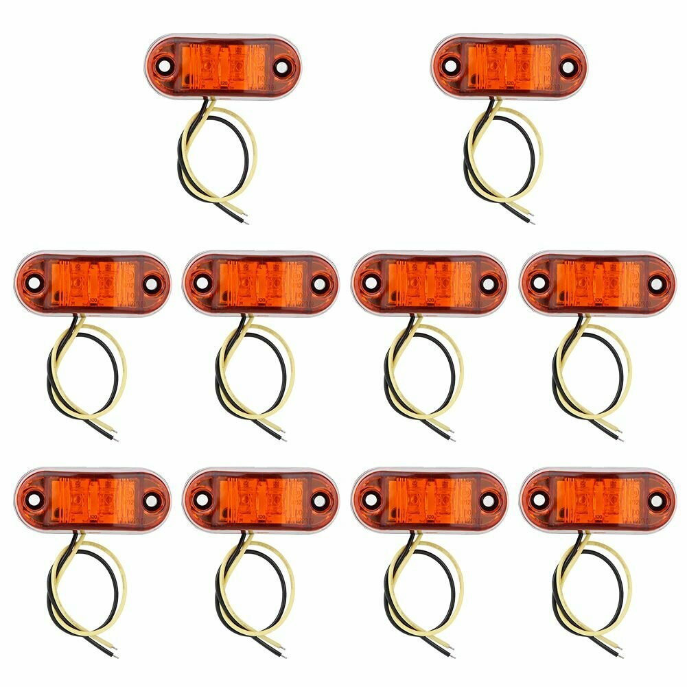 10 шт. 2LED боковой маркерный сигнальный фонарь для автомобиля грузовика прицепа 10-30V желтый, светодиодный, высокая яркость, установка, IP68, ABS