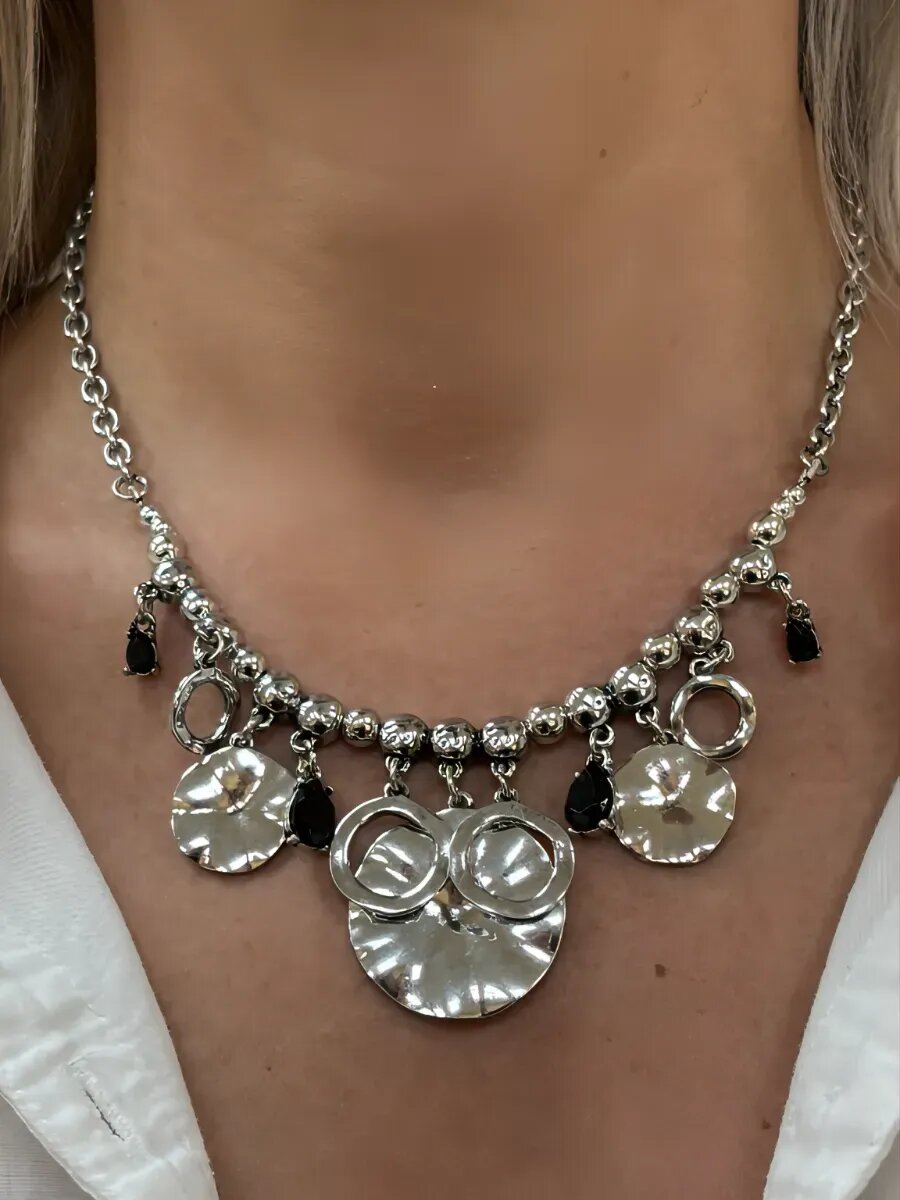 Комплект бижутерии: серьги, колье, фианит