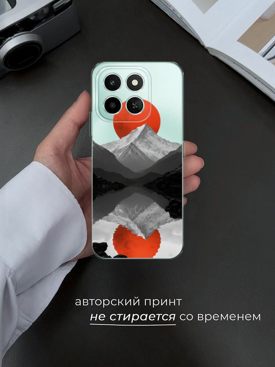 Чехол на Honor X6c / Хонор X6c с принтом Белая гора 2, прозрачный — фото 1