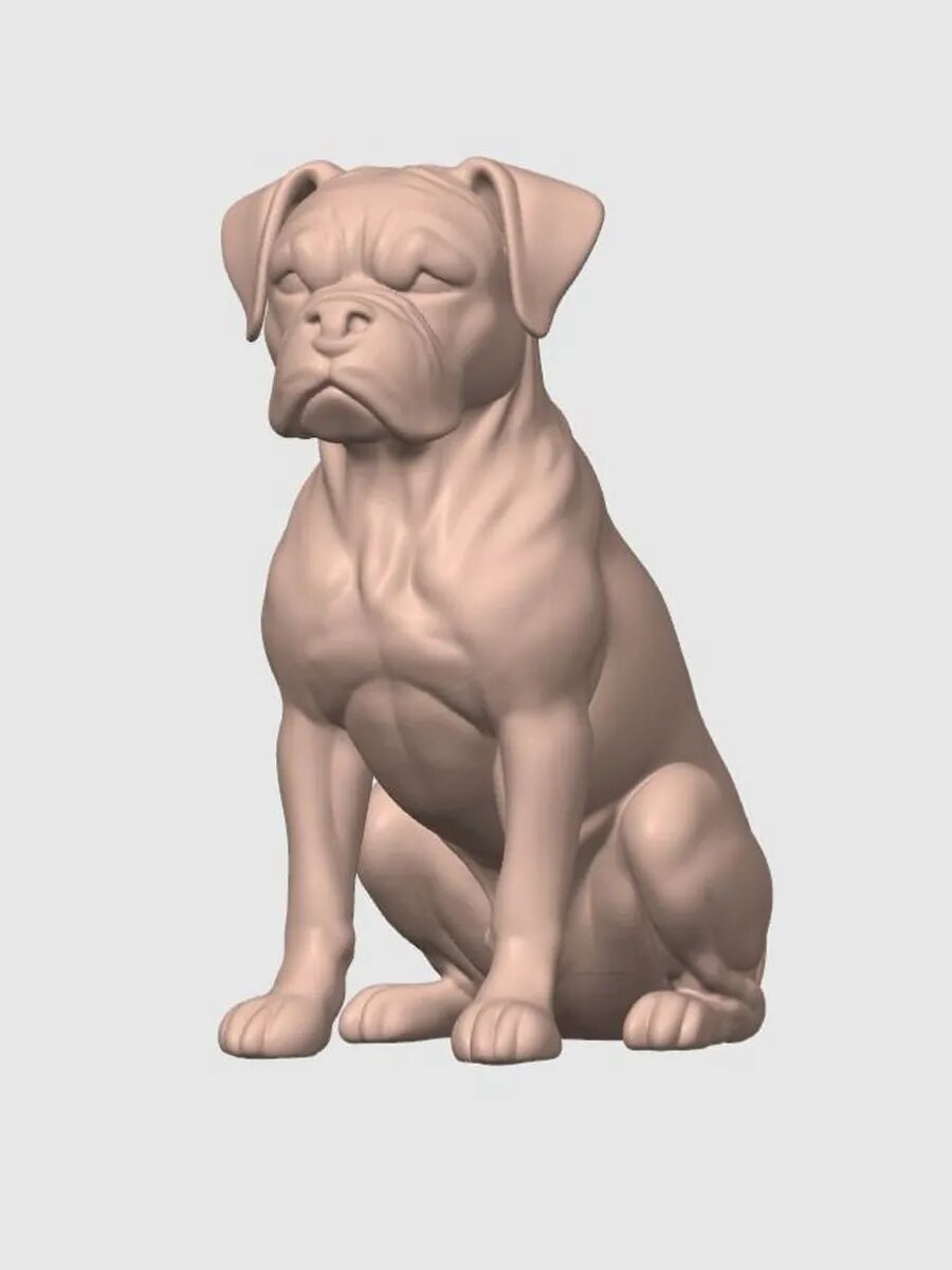 Ростовая статуэтка собаки-Боксер (10см, бежевый матовый)