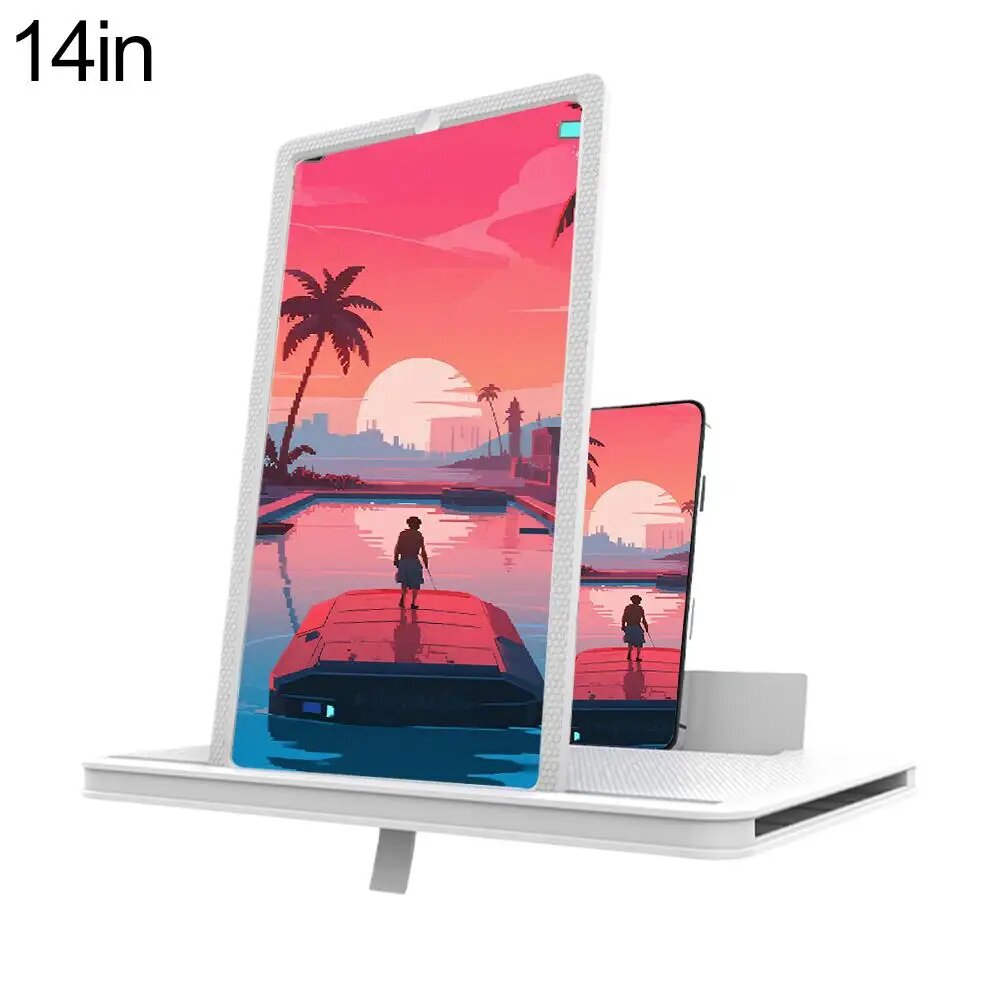 Лупа для экрана телефона 10/12/14 дюймов HD складная лупа с регулируемым углом угла усилителя экрана для смартфона держатель сотового телефона White 14 inch