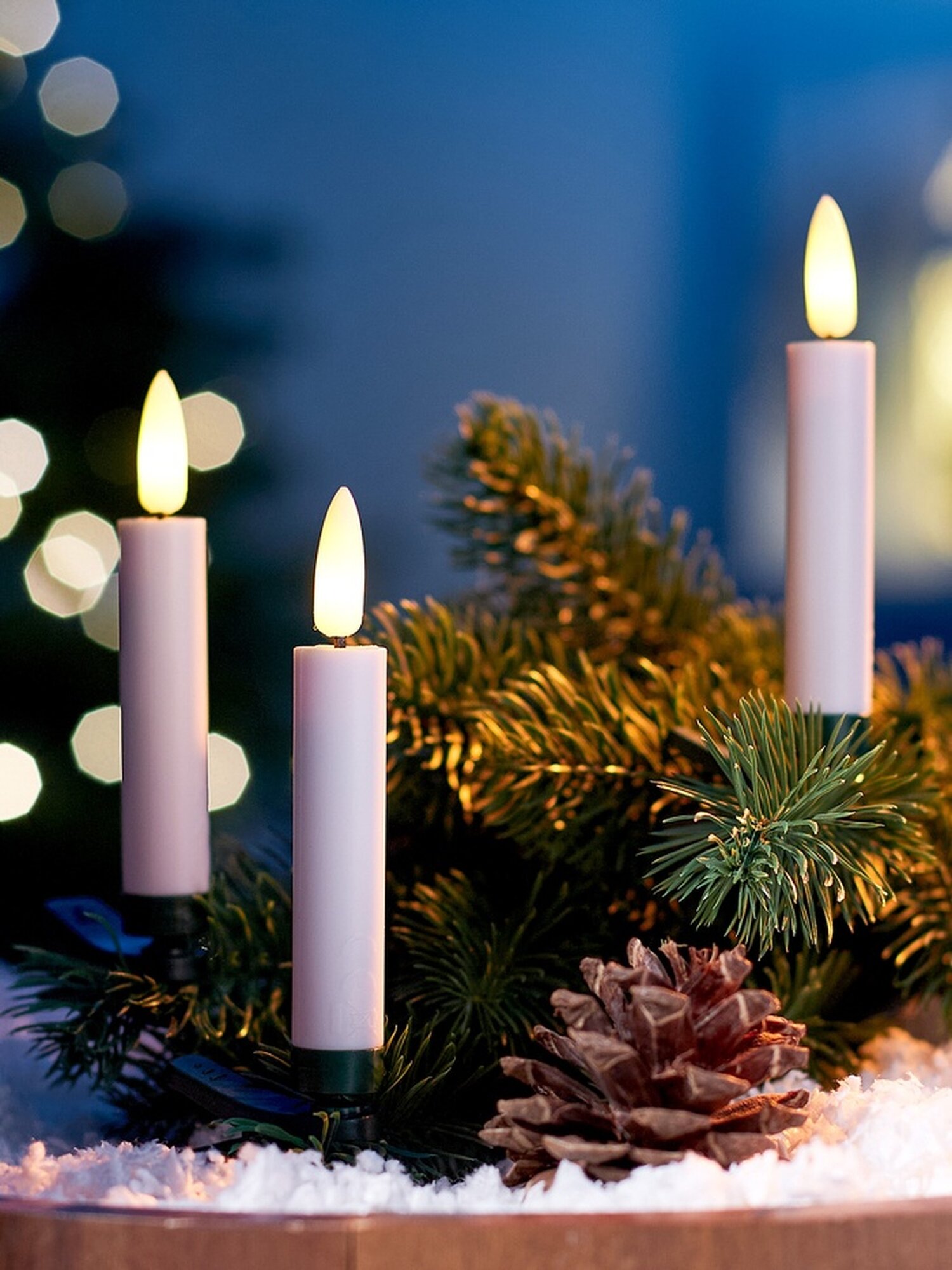 Светодиодные "Свечи на прищепках" 10 см, набор 10 шт, 10LED, АААх10, пульт, Т/белый 10875987