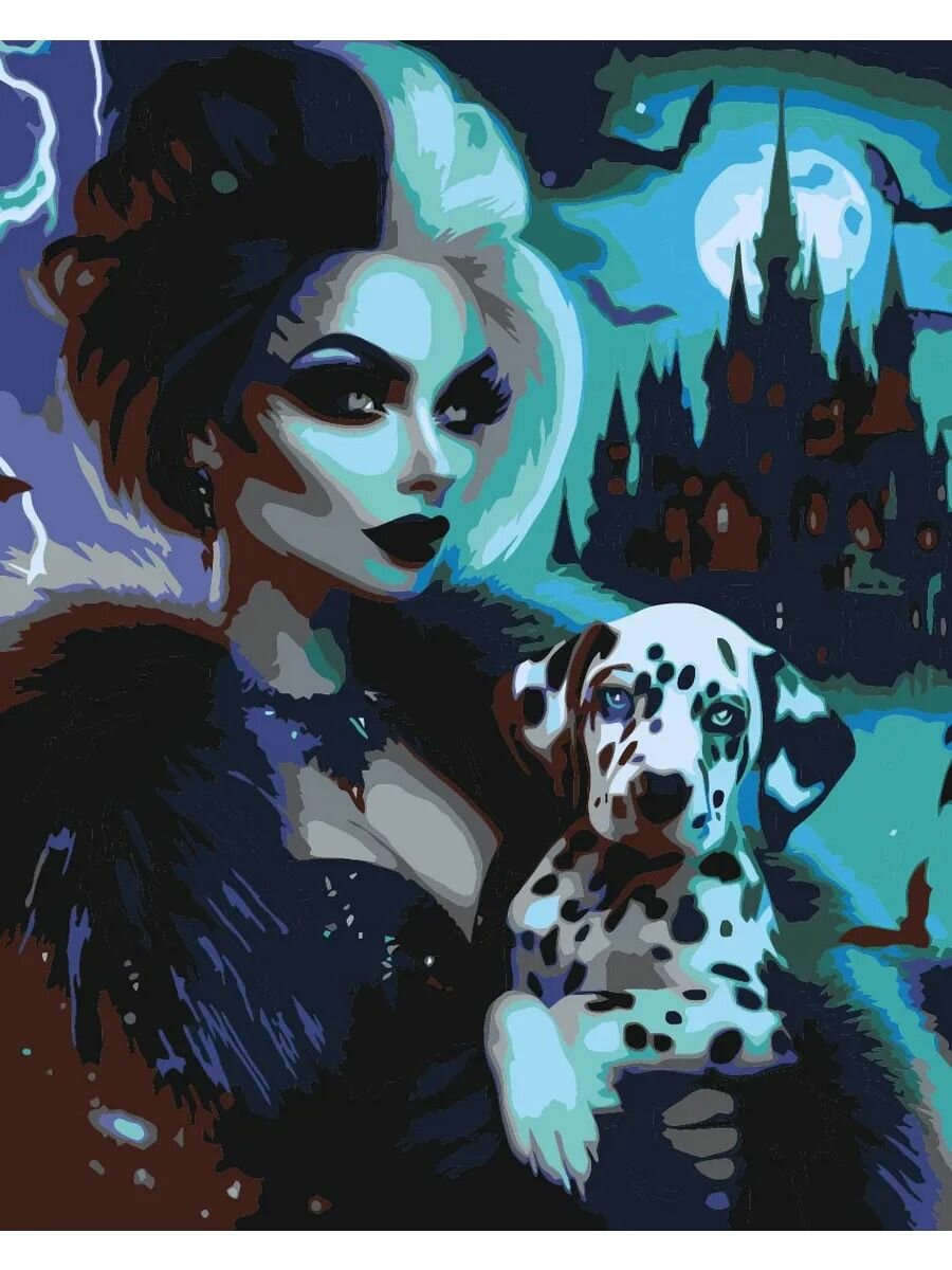Картина по номерам Стервелла и далматинец на деревянном подрамнике 40х50 см, кисти, краски, лак