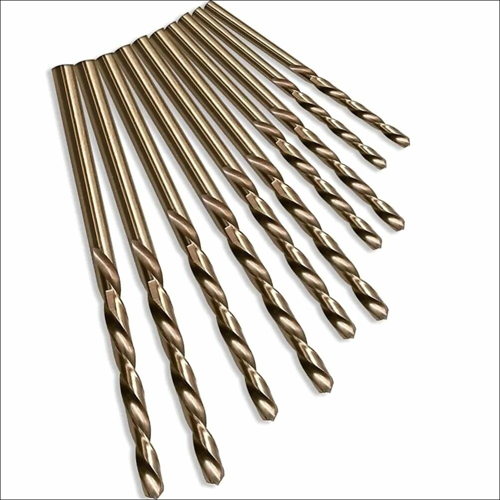 OZ-SUNBA-10 шт. титановых кобальтовых сверл с покрытием из быстрорежущей стали HSS, набор сверл для резки отверстий, электроинструменты для металла, нержавеющая сталь