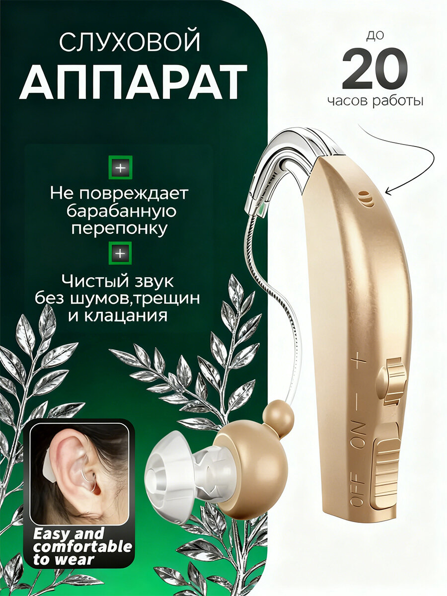 Усилитель слуха на аккумуляторе с функцией Bluetooth, заушный цифровой слуховой аппарат для пожилых с зарядкой type-c