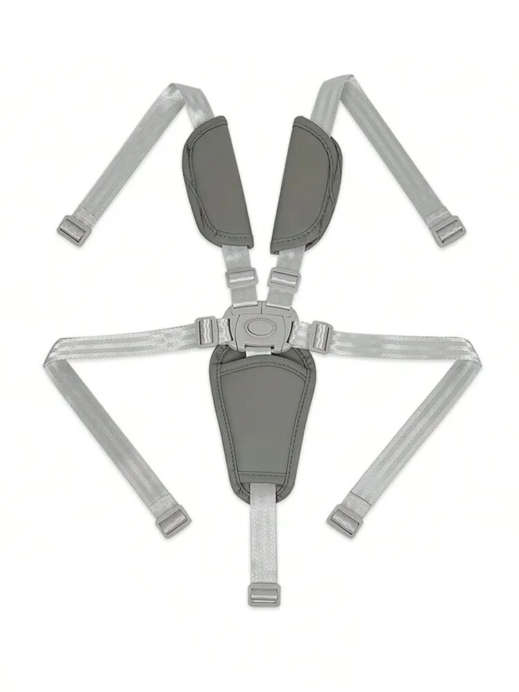 Пятиточечный ремень безопасности для коляски, может быть преобразован в трехточечный ремень безопасности. подходит для детский стульчик для кормления, серый