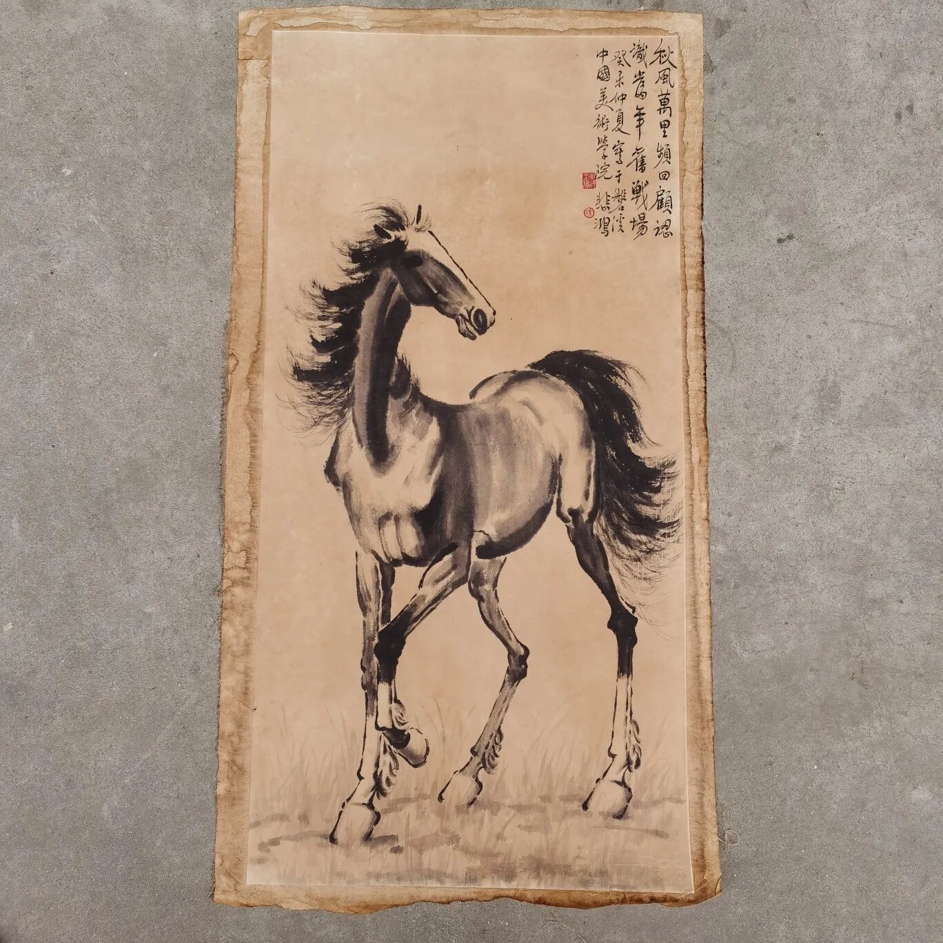 Живопись "Старый свиток Чжан Дацюань Золотая нить Лотос" 6