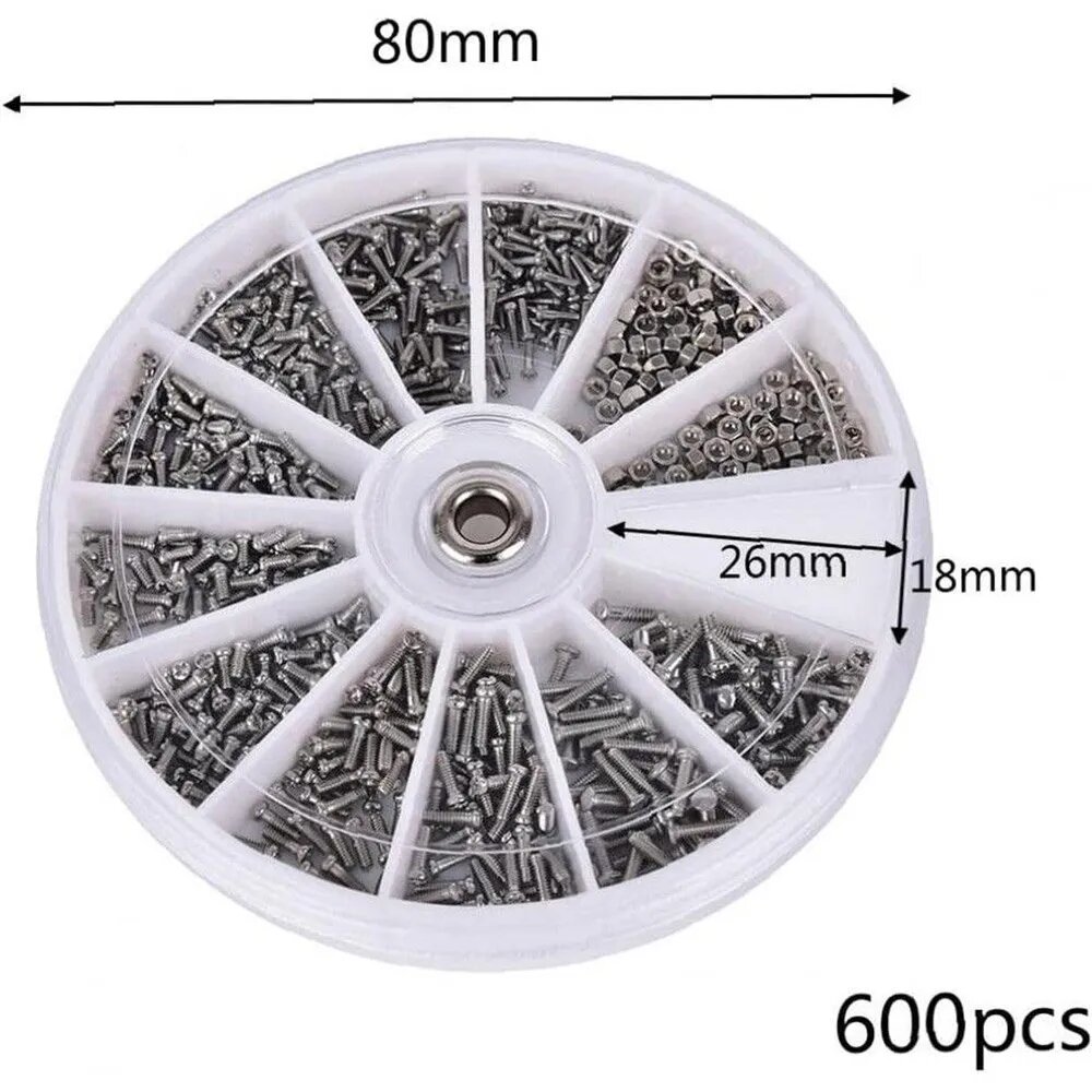OZ-EAES Набор из 600 шт. никелированных гаек, болтов, маленьких винтов, наборы различных телефонных стекол