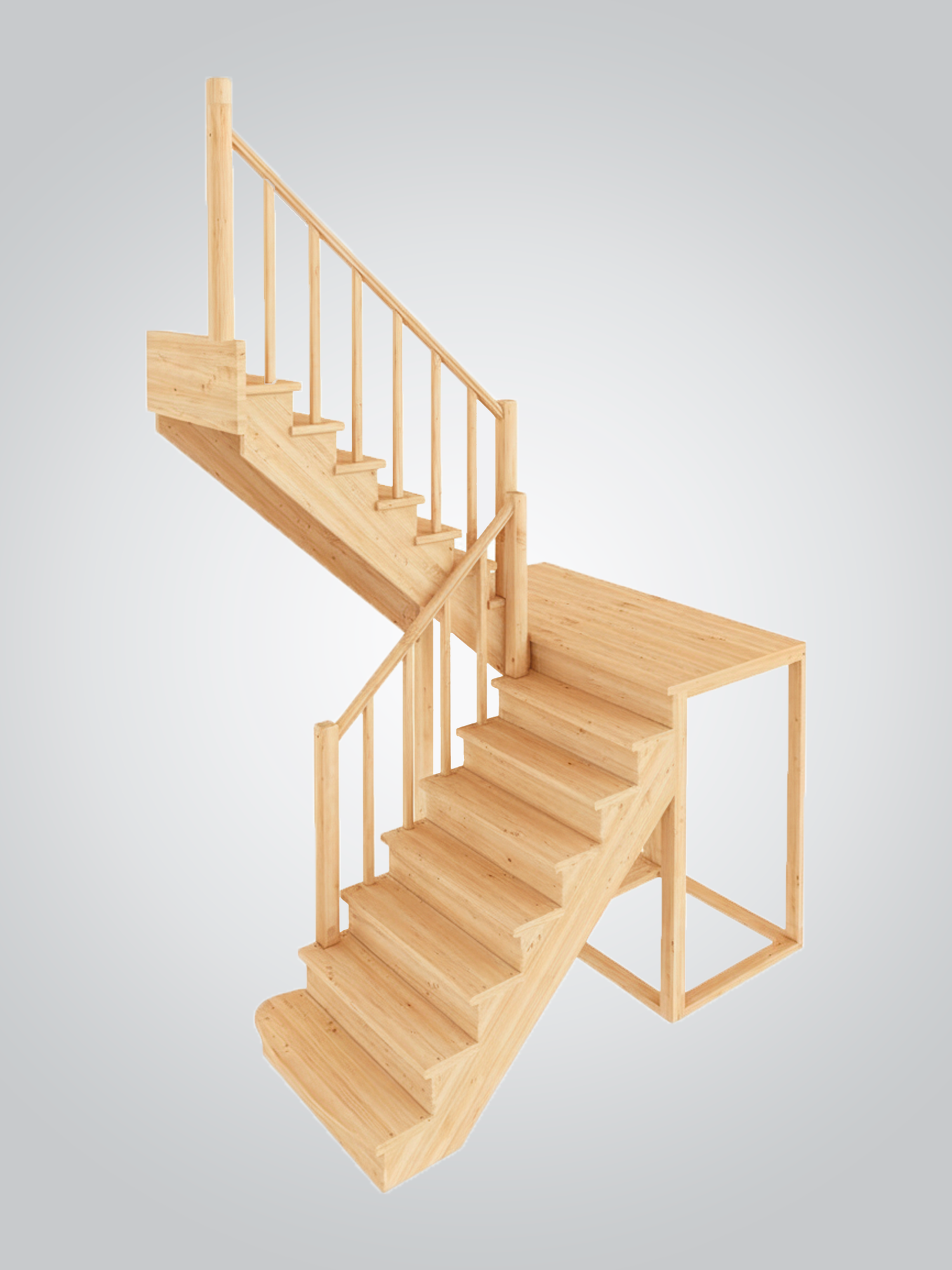 Лестница на второй этаж К-104м Левая с подступенками