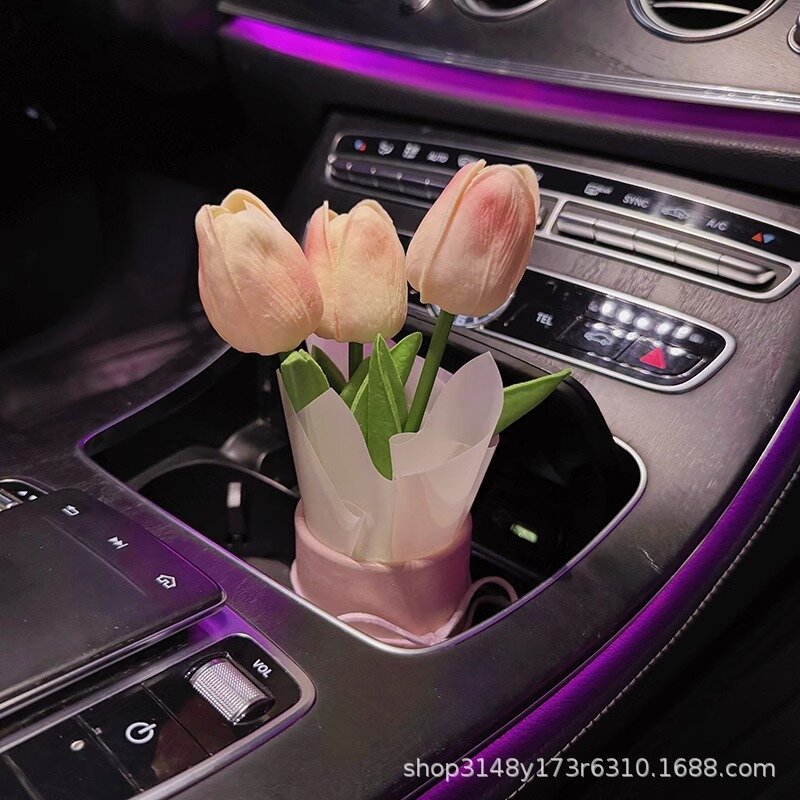 Автомобильный орнамент тюльпан в стиле Ins, милый, высококачественный для девушек, автомобильные аксессуары, внутреннее украшение