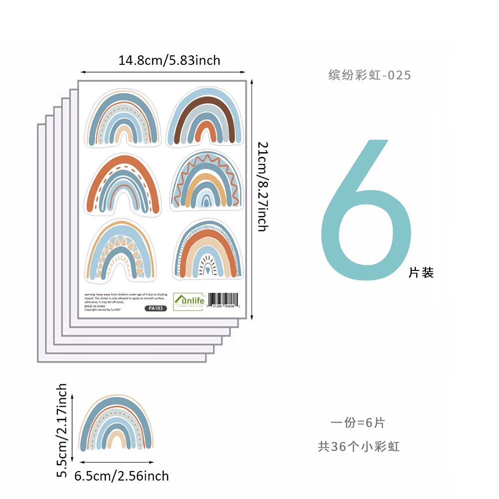 Наклейки на стену в скандинавском стиле, мультяшные наклейки с радужными облаками, маленькие наклейки с деревьями,