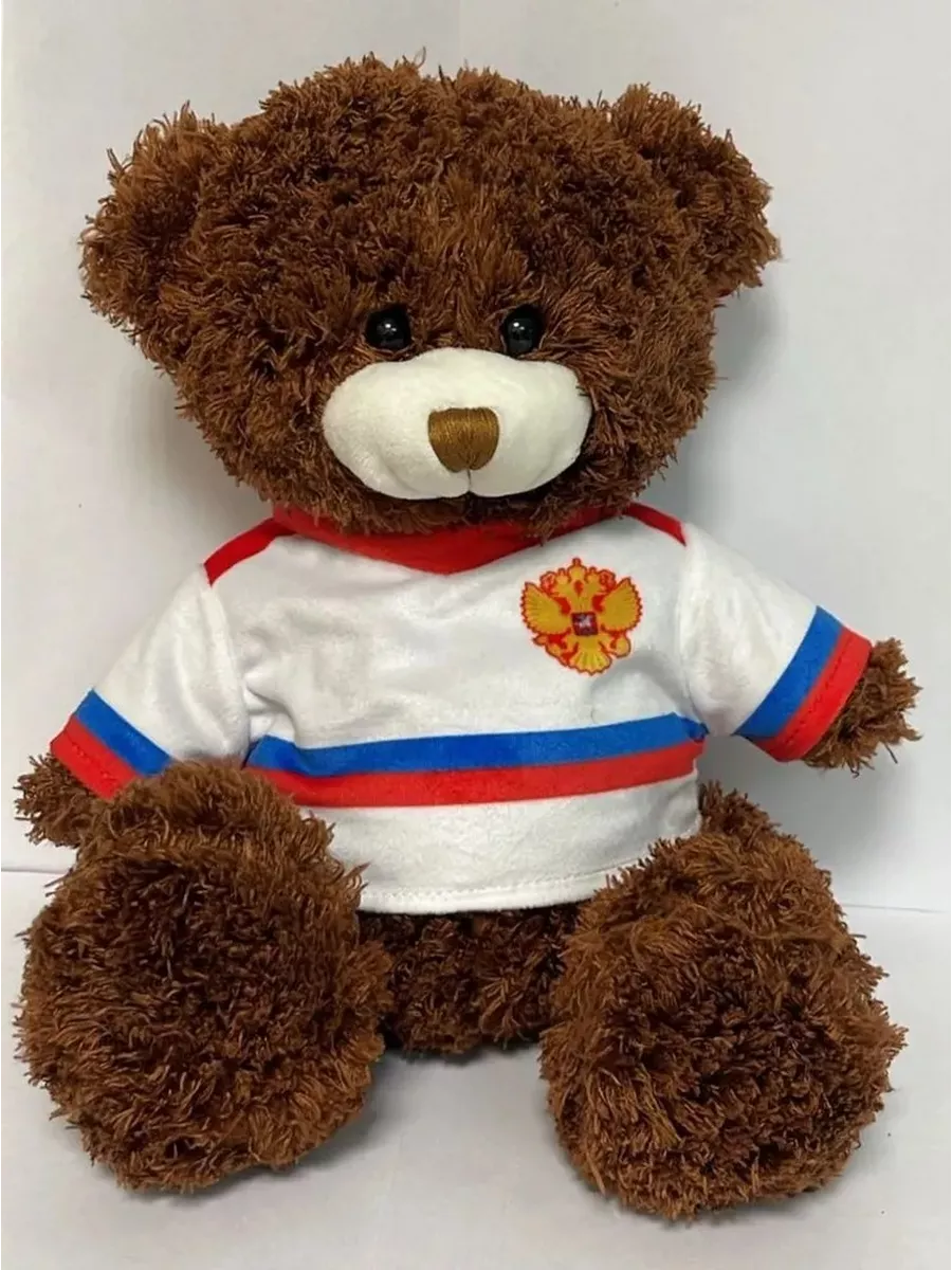 Мягкая игрушка Softoy A20146-25, медведь в футболке, текстиль, 25 см
