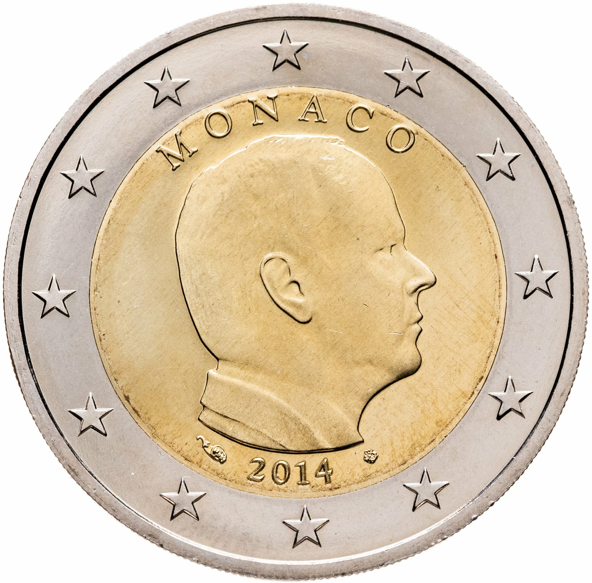 Монако 2 евро 2014, Биметалл, в сохранности UNC